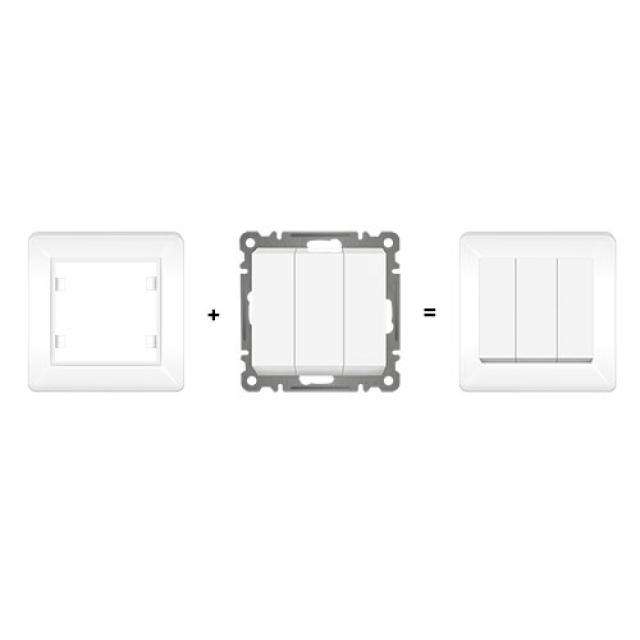 3er SERIENSCHALTER 3 POLIG ( Einsatz + Wippe ) LUNIS Alpinweiss ...